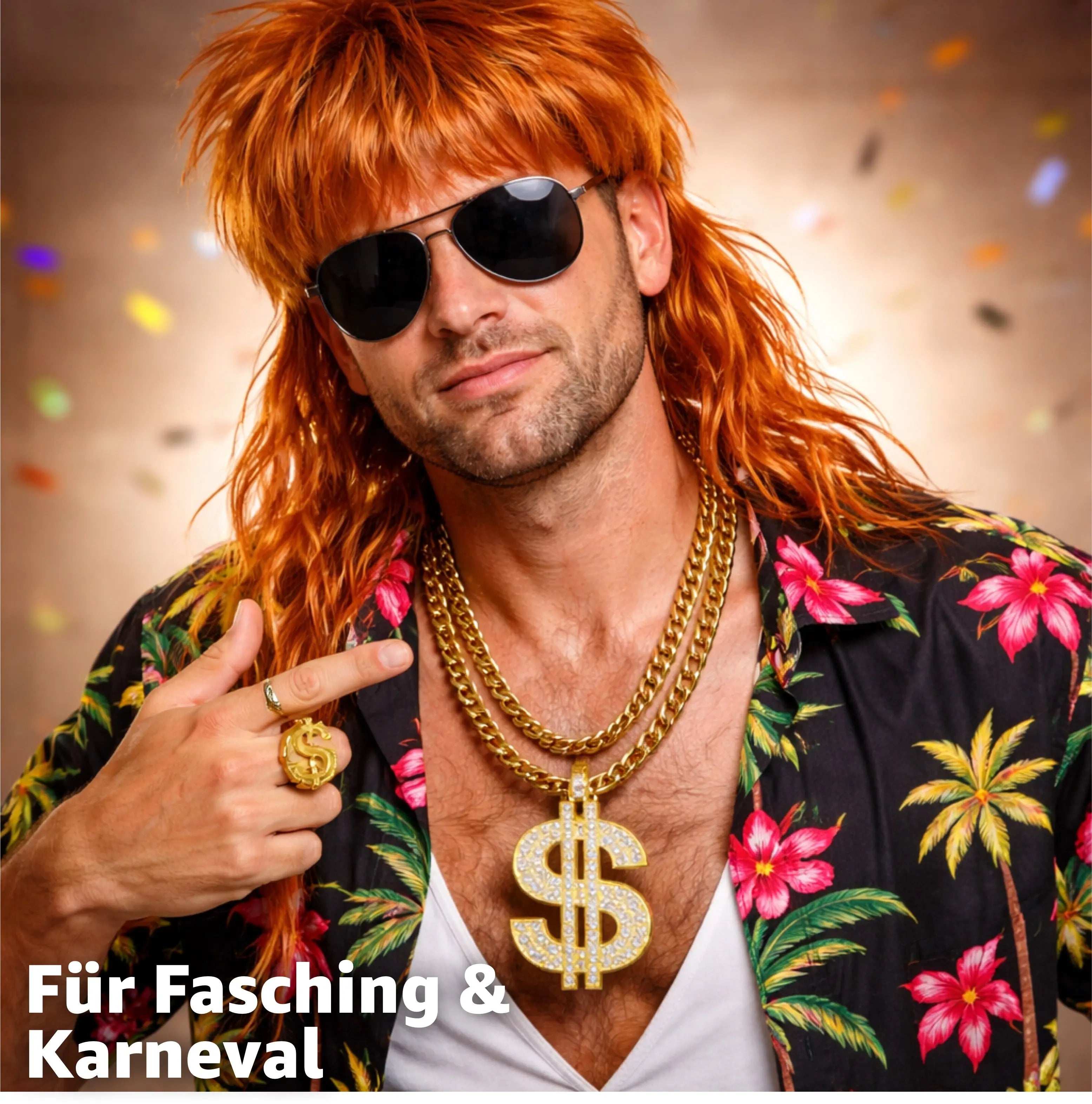 4-in-1 Vokuhila Set – Kultiges 80er-Jahre Kostüm-Accessoire für – TK ...